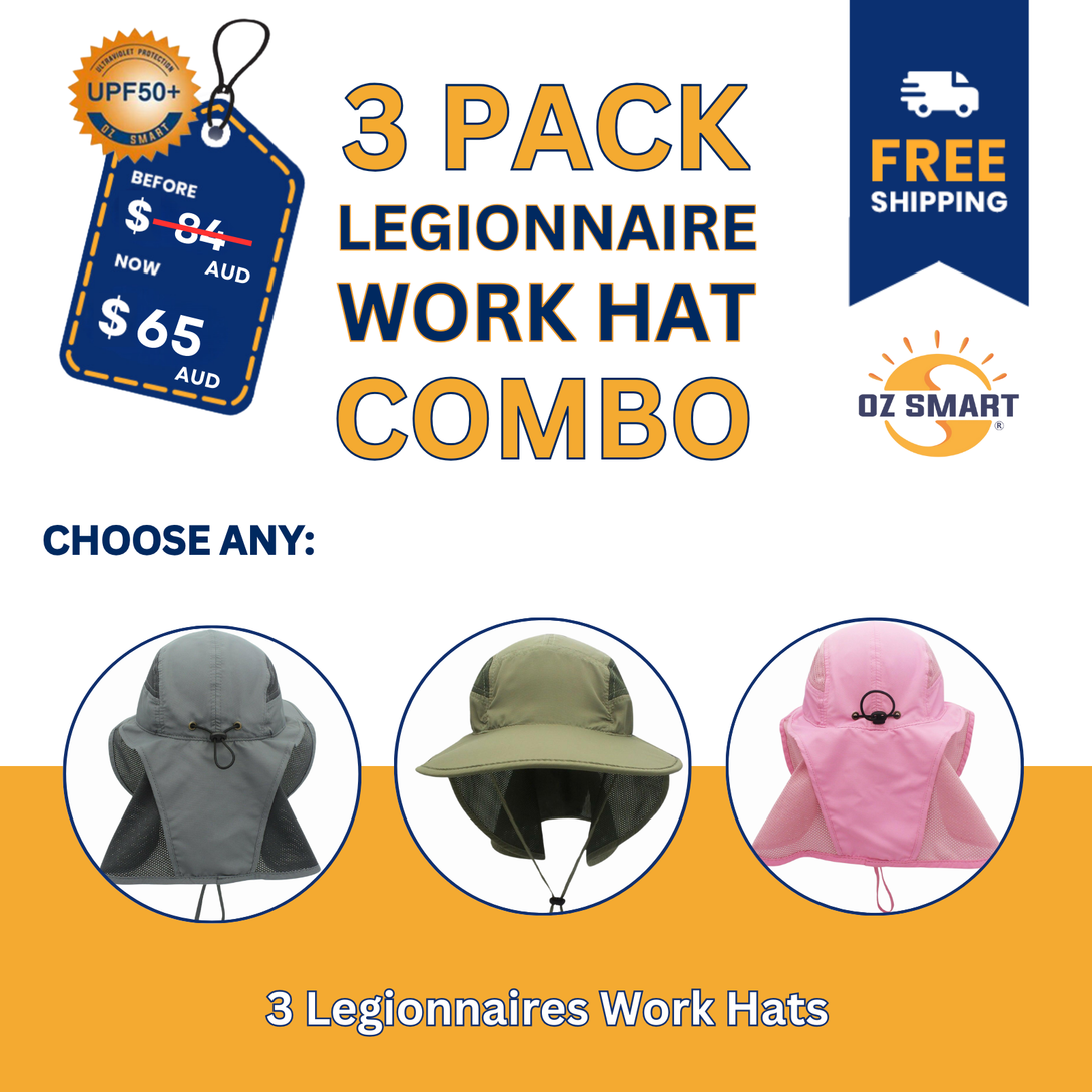 Legionnaires Work Sun Hat for Men and Women - UPF50 Nek Flap ...