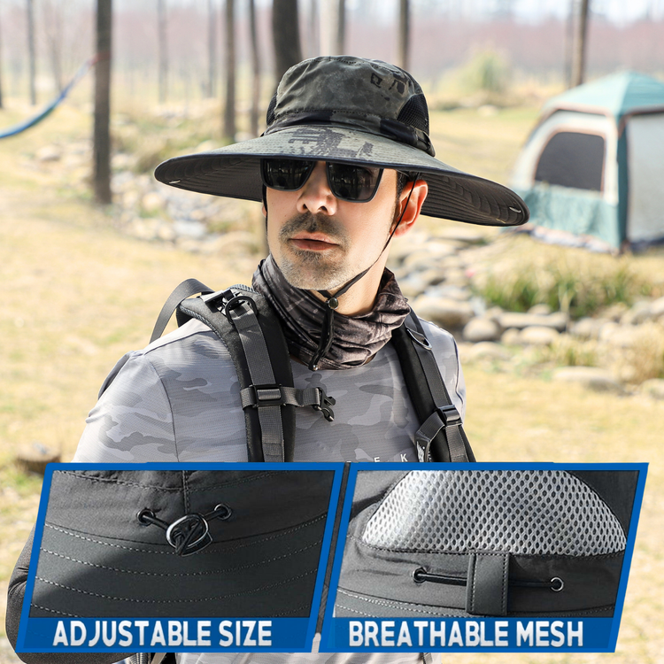 Men's Big Head Extra Wide Brim Sun Hat - UPF50 XXL Adjustable ...