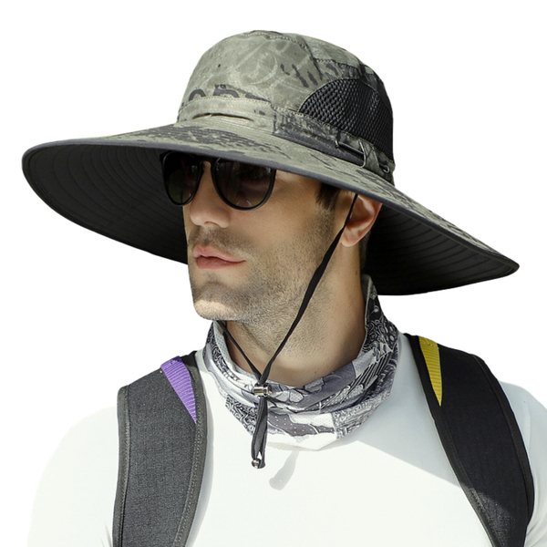 Men's Big Head Extra Wide Brim Sun Hat - UPF50 XXL Adjustable ...