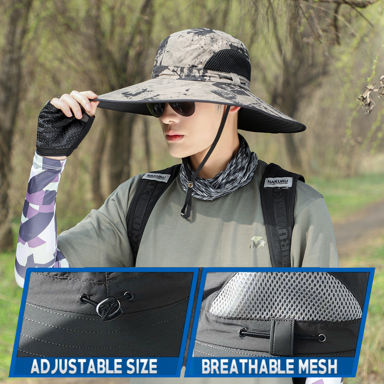 Men's Big Head Extra Wide Brim Sun Hat - UPF50 XXL Adjustable ...