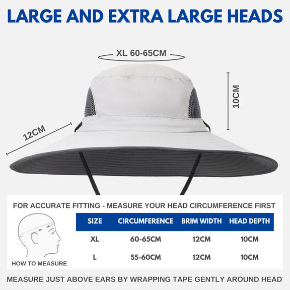 Buy Big Head Extra Large Wide Brim Hat UPF50+ Wide Brim