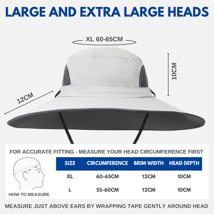 Buy Big Head Extra Large Wide Brim Hat UPF50+ Wide Brim