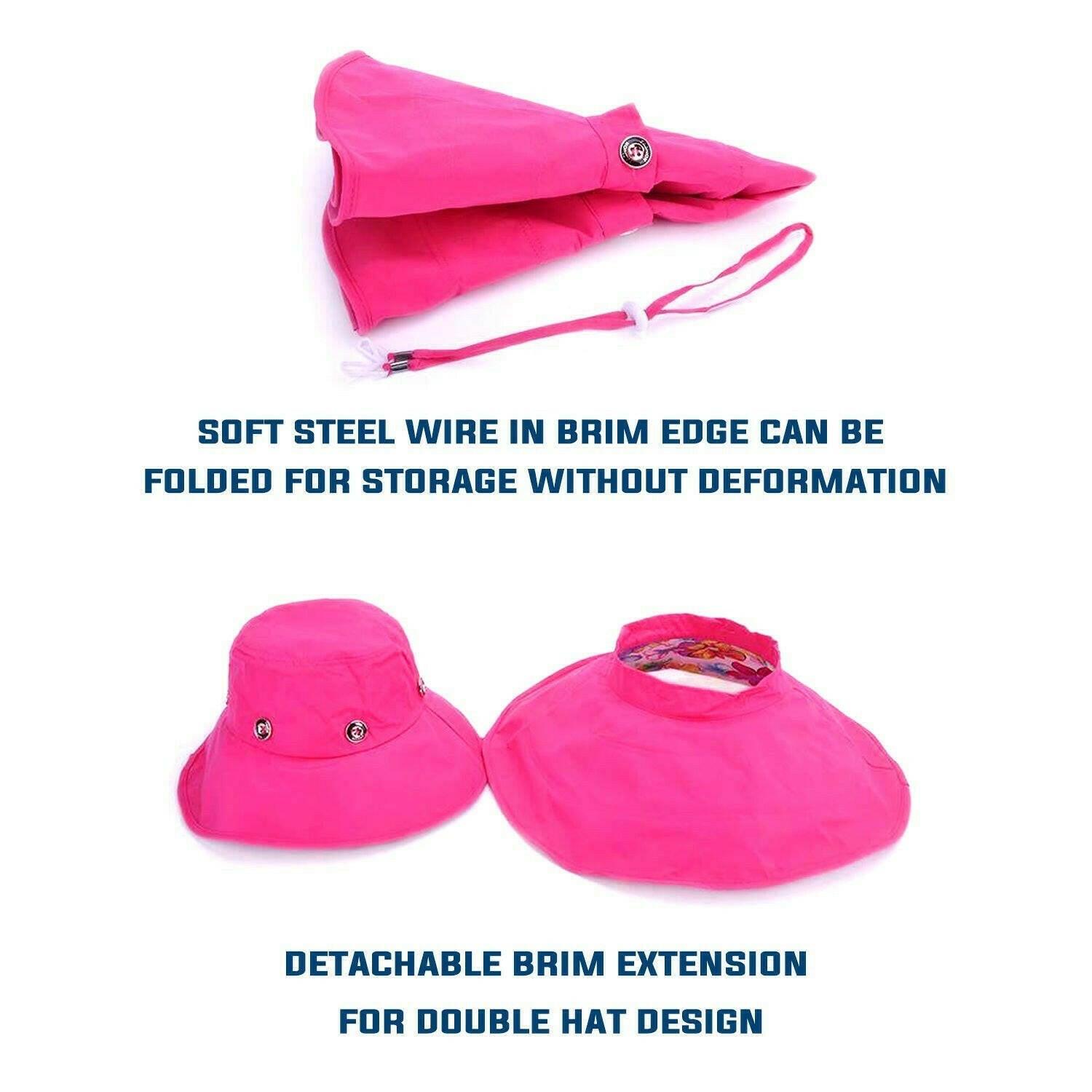 Floral Extendable Extra Wide Brim Sun Hat for Women - UPF50 Cotton ...