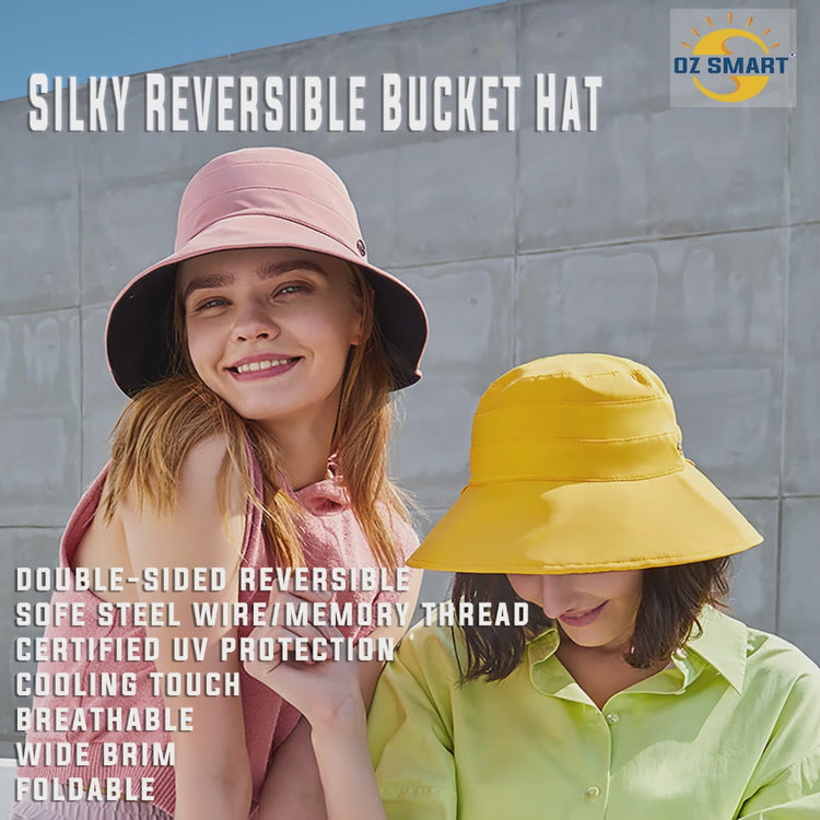 Silky Reversible Bucket Hat for Women - UPF50 Cotton Material ...