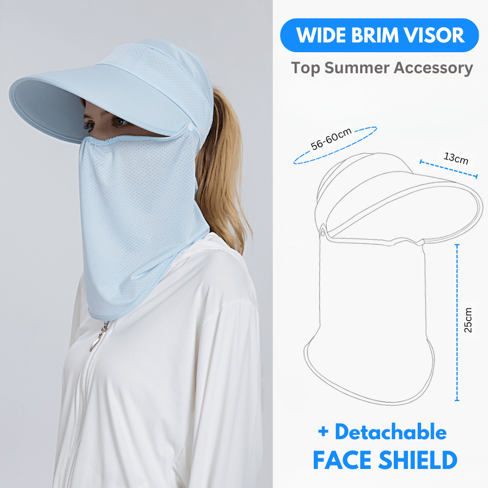 Wide Brim Visor Sun Hat for Women with Detachable Face Mask - UPF50 ...