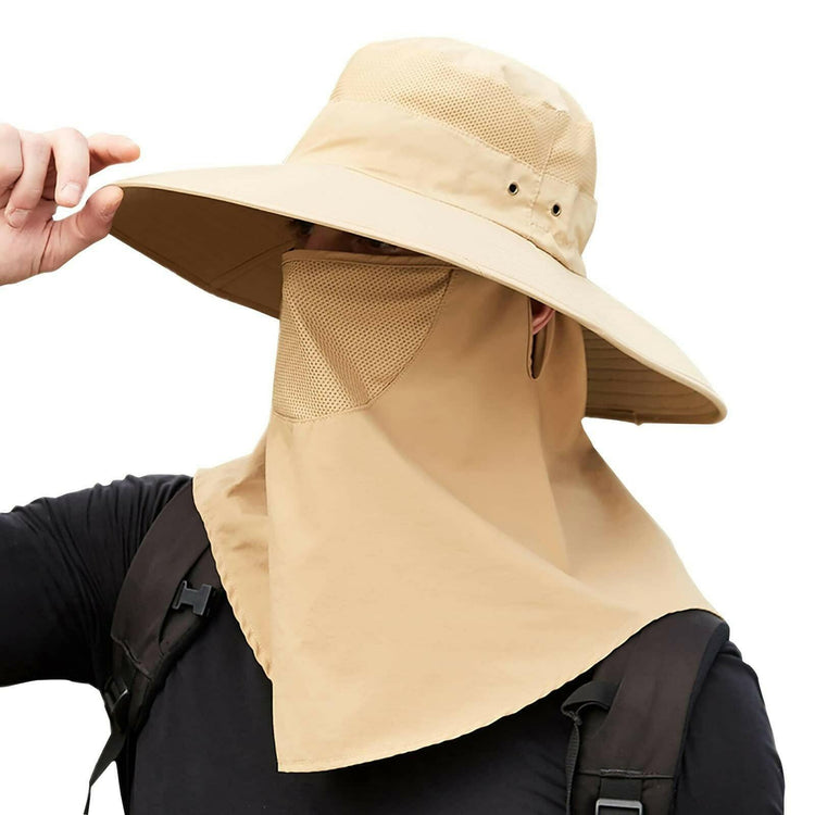 Wide Brim Farming Sun Hat with Face and Neck Shield - Waterproof UPF50 ...
